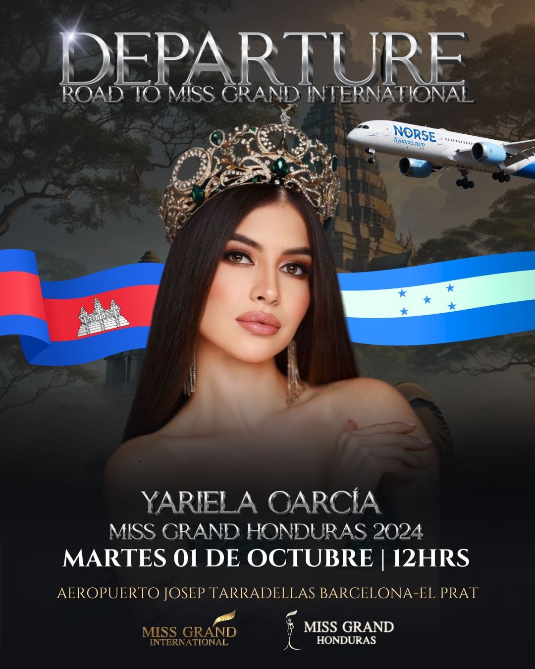 Miss Grand Honduras, Yariela García parte rumbo a Camboya